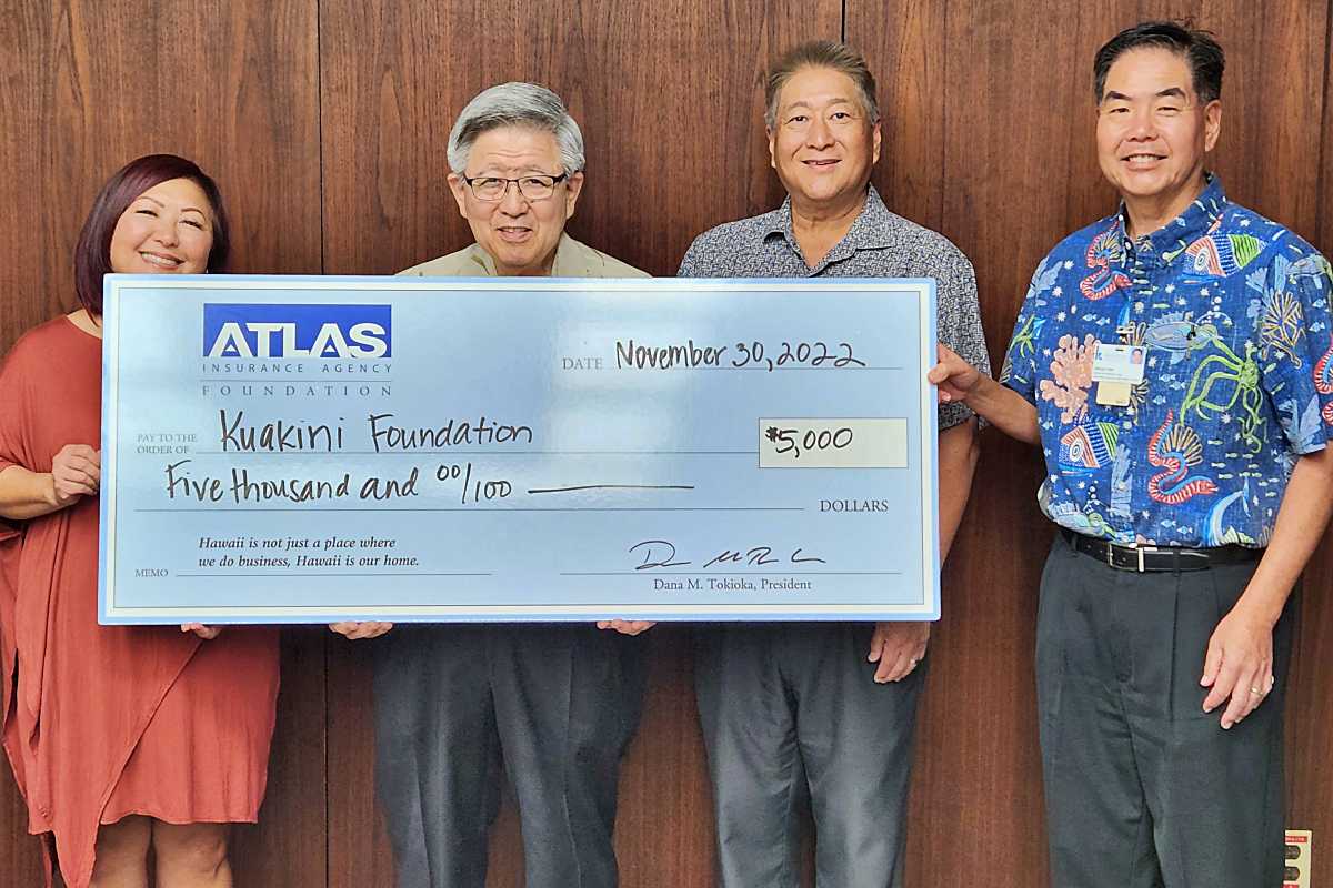 Atlas Donated $5,000 to the Kuakini Foundation | Atlas Insurance Agency